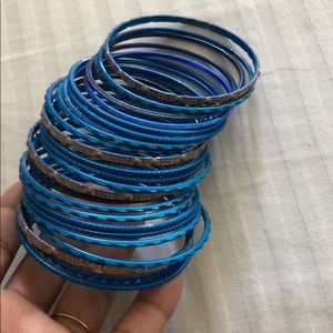 Fiji Town | Jewelry | Indian Blue Gold Bangle Set | Poshmark